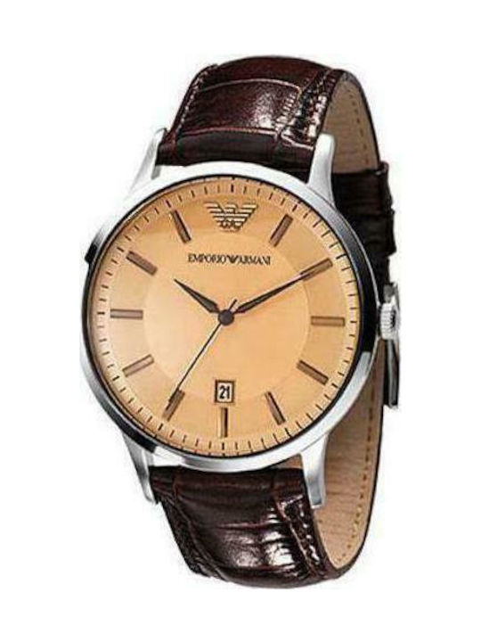 Emporio Armani Ρολόι AR2427 με Δερμάτινο Λουράκι σε Καφέ χρώμα AR2427 ...