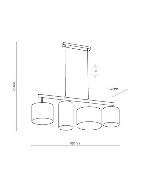 TK Lighting Deva Μοντέρνο Κρεμαστό Φωτιστικό Πολύφωτο για 4 Λαμπτήρες ...