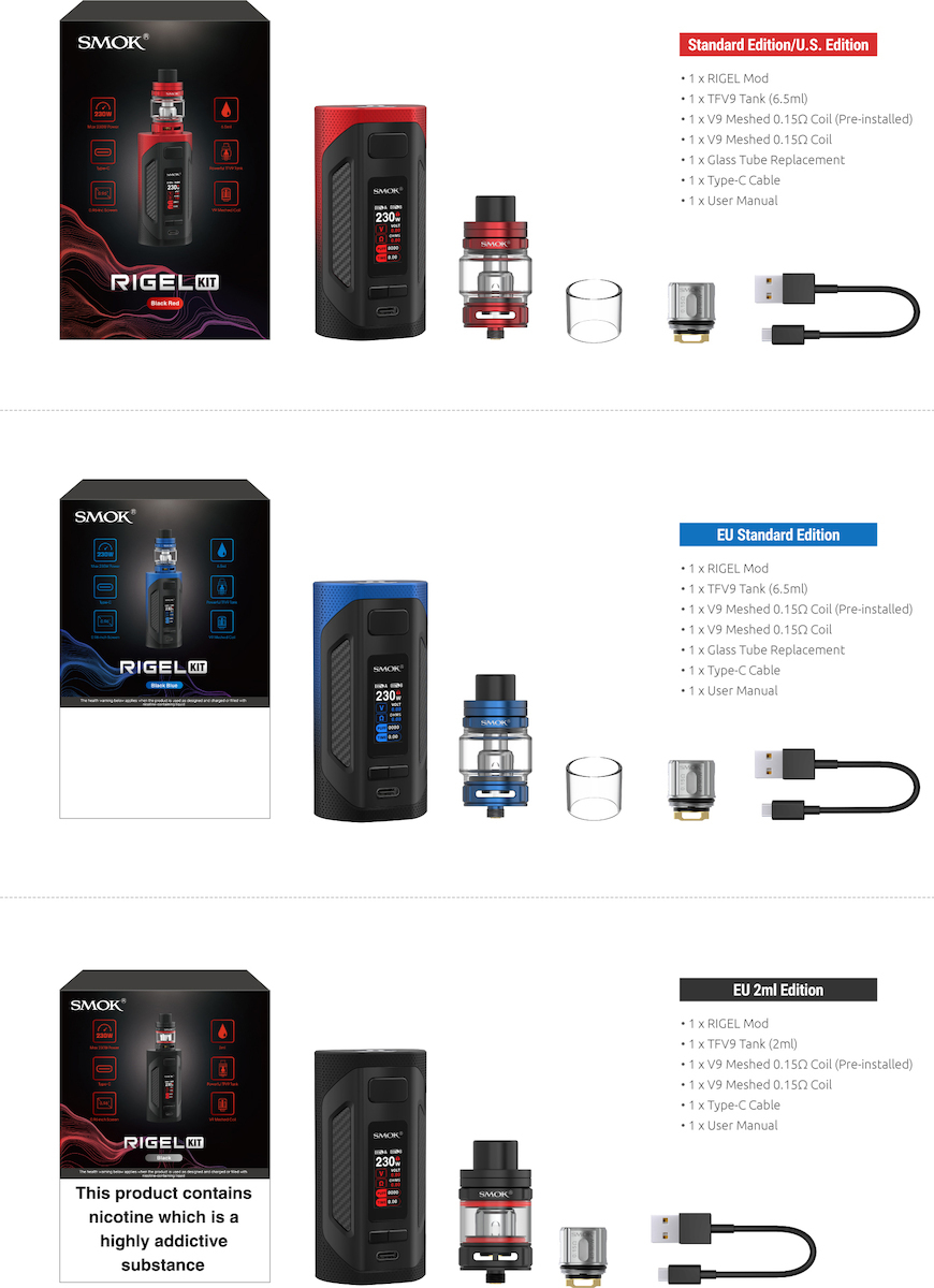 Smok Rigel Kit Black & Blue Box Mod 6.5ml | Skroutz.gr