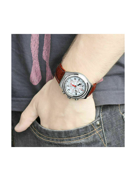 Swatch Back To The Roots Chrono Brown Leather Strap YVS414 | Skroutz.gr