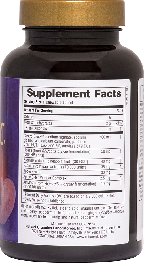 Nature's Plus NutraSec with Gastro-Block χωρίς Γλουτένη 90 μασώμενες ...