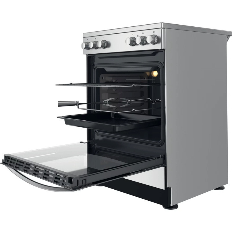 Indesit IS67V5KCX/E Κουζίνα 69lt με Κεραμικές Εστίες Π60εκ. Inox ...