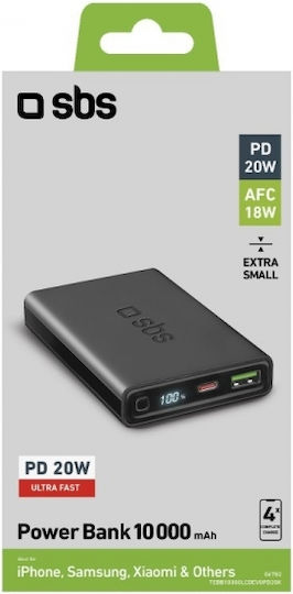 SBS Compact Power Bank 10000mAh 20W με Θύρα USB-A και Θύρα USB-C Power ...