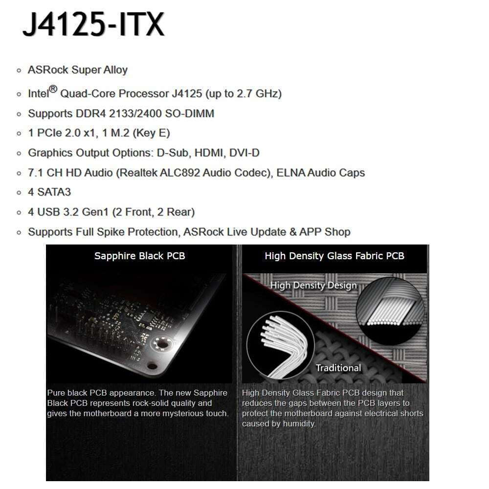 ASRock J4125-ITX SoC Motherboard Mini ITX με Intel BGA1090 Socket ...