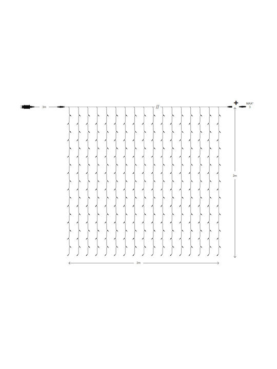 360 Λαμπάκια LED Ψυχρό Λευκό τύπου Κουρτίνα με Διαφανές Καλώδιο Lucas ...