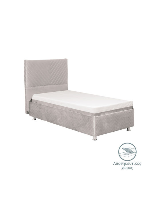 Rizko Κρεβάτι Ημίδιπλο Επενδυμένο με Ύφασμα Κρεμ με Αποθηκευτικό Χώρο ...