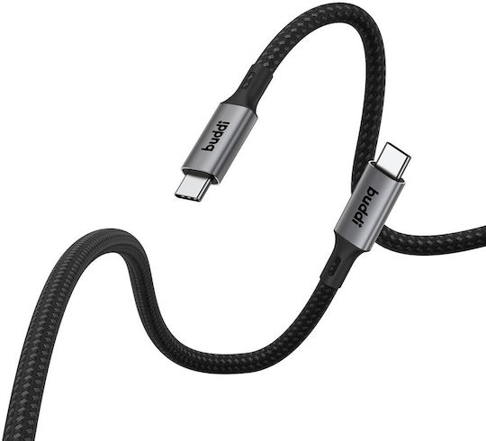 Buddi USB 2.0 Cable USB-C male - USB-C 100W Μαύρο 1.5m (122571 ...