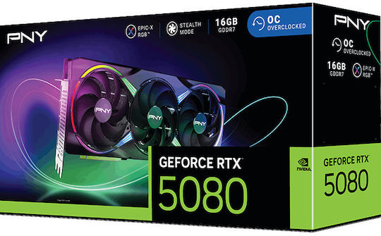 PNY GeForce RTX 5080 16GB GDDR7 EPIC-X RGB Overclocked Κάρτα Γραφικών ...