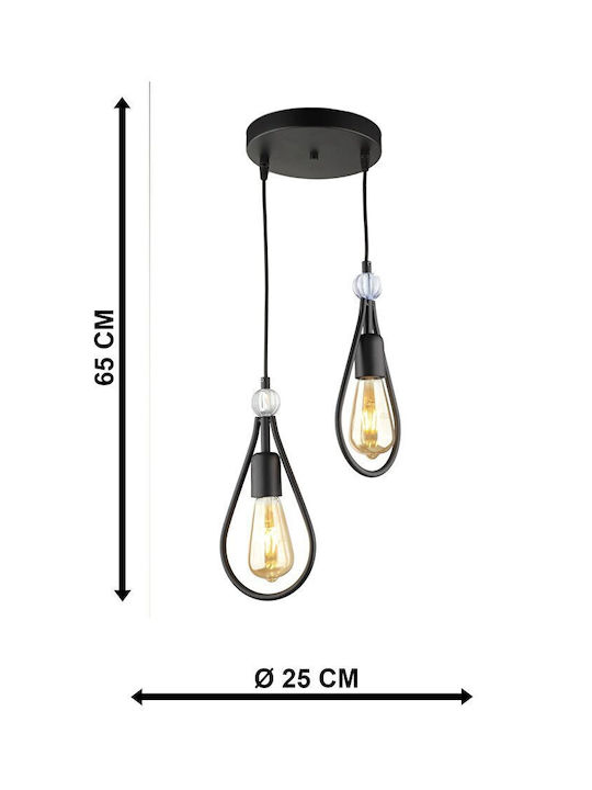 Stewe Home Κρεμαστό Φωτιστικό Μαύρο με Ντουί E27 65x25εκ. SKU-3259 ...