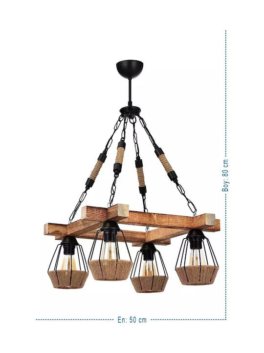 Stewe Home Ρυθμιζόμενο Κρεμαστό Φωτιστικό Μπρούτζινο με Σχοινί για ...