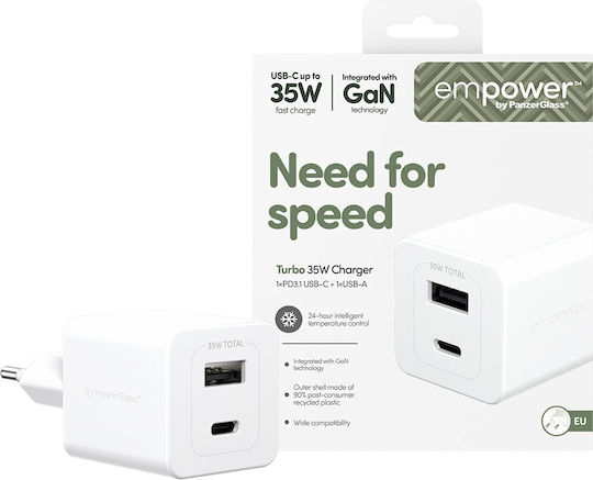 Empower by PanzerGlass Charger Without Cable GaN with USB-A Port and ...