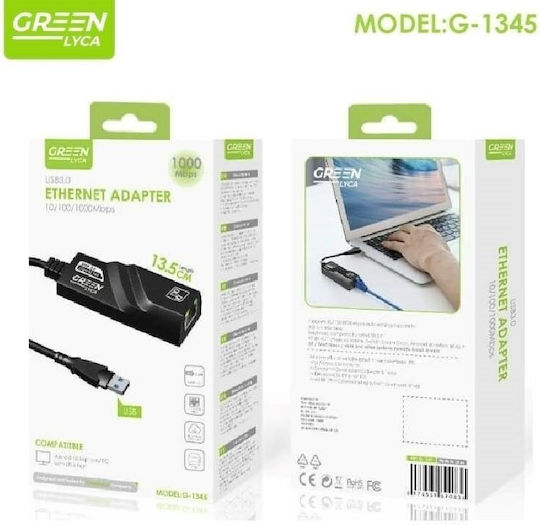 Green Lyca USB Network Adapter for Wired Connection Gigabit Ethernet ...