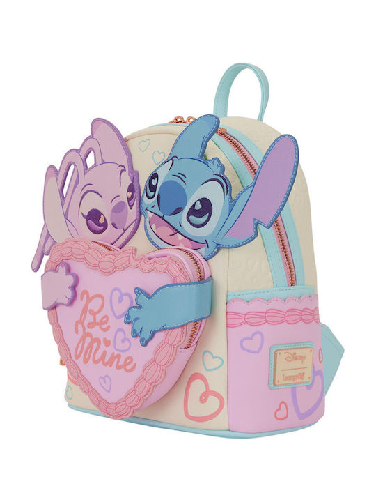 Loungefly Παιδική Τσάντα Πλάτης Ροζ Disney Stitch & Angel Be Mine ...