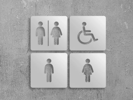 Τετράγωνες Πινακίδες Wc Classic Μεταλλο-μαυρο-χρωμα Wc-ανδρών-γυναικών ...