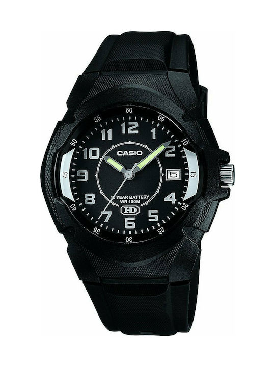 Casio Collection Ρολόι Μπαταρίας με Καουτσούκ Λουράκι σε Μαύρο χρώμα MW ...