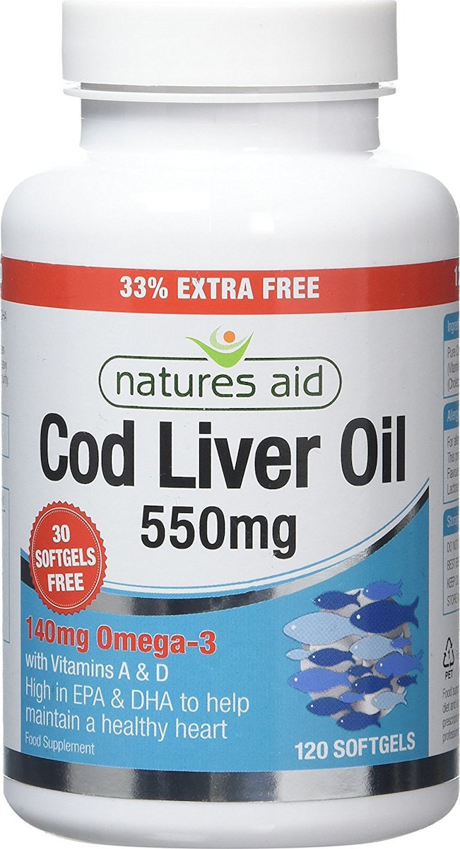 Natures Aid Cod Liver Oil 550mg 120 μαλακές κάψουλες | Skroutz.gr