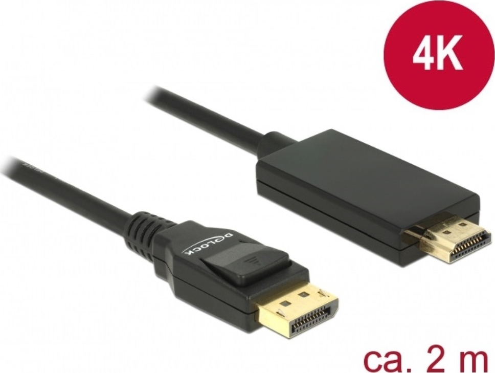 DeLock Cable DisplayPort male - HDMI male 2m (85317) - Skroutz.gr
