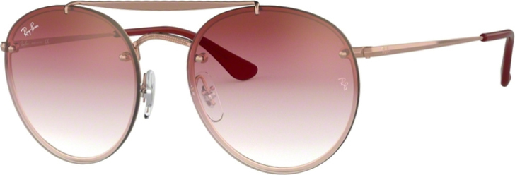 Ray Ban Blaze Round Double Bridge Γυαλιά Ηλίου με Ροζ Χρυσό Κοκκάλινο ...
