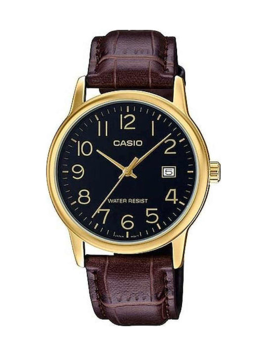 Casio Ρολόι Μπαταρίας με Καφέ Δερμάτινο Λουράκι MTP-V001GL-1B | Skroutz.gr