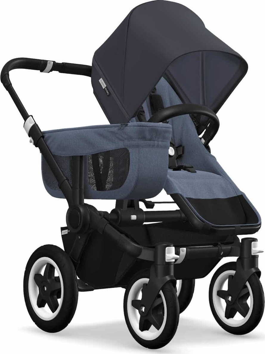 Bugaboo Donkey 2 Mono Blue Melange-Steel Blue Canopy με Σκελετό Black ...