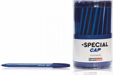 Typotrust Στυλό Ballpoint 1.0mm με Μπλε Mελάνι 50τμχ Special Cap | Skroutz.gr