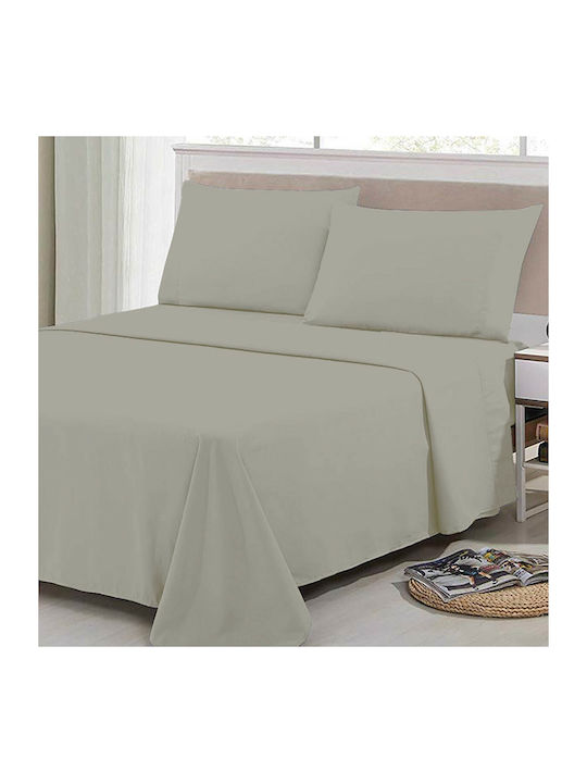 Lino Home Σεντόνι King Size 190x260 Deluxe Irene Beige | Skroutz.gr