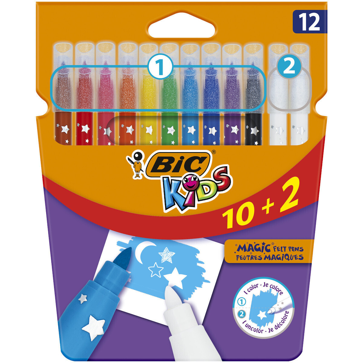 Bic Kids Color Erase Μαγικοί Μαρκαδόροι Ζωγραφικής σε 12 Χρώματα (10+2 ...