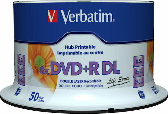 Verbatim Εγγράψιμα DVD+R 8x Dual Layer Printable 8.5GB Cake Box 50τμχ ...