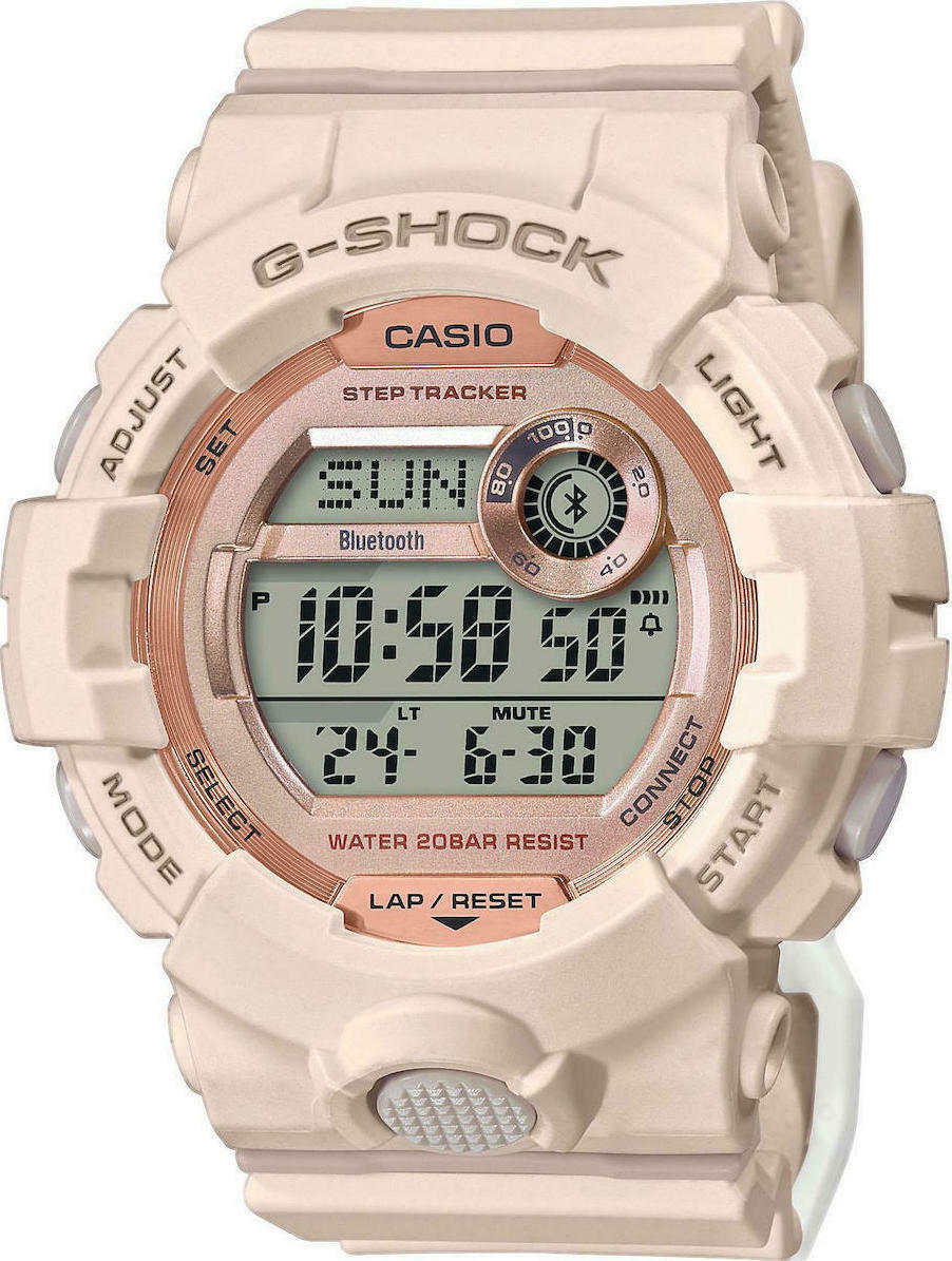 Casio G-Shock Ψηφιακό Γυναικείο Ρολόι 45mm Αυτόματο με Ροζ Καουτσούκ ...