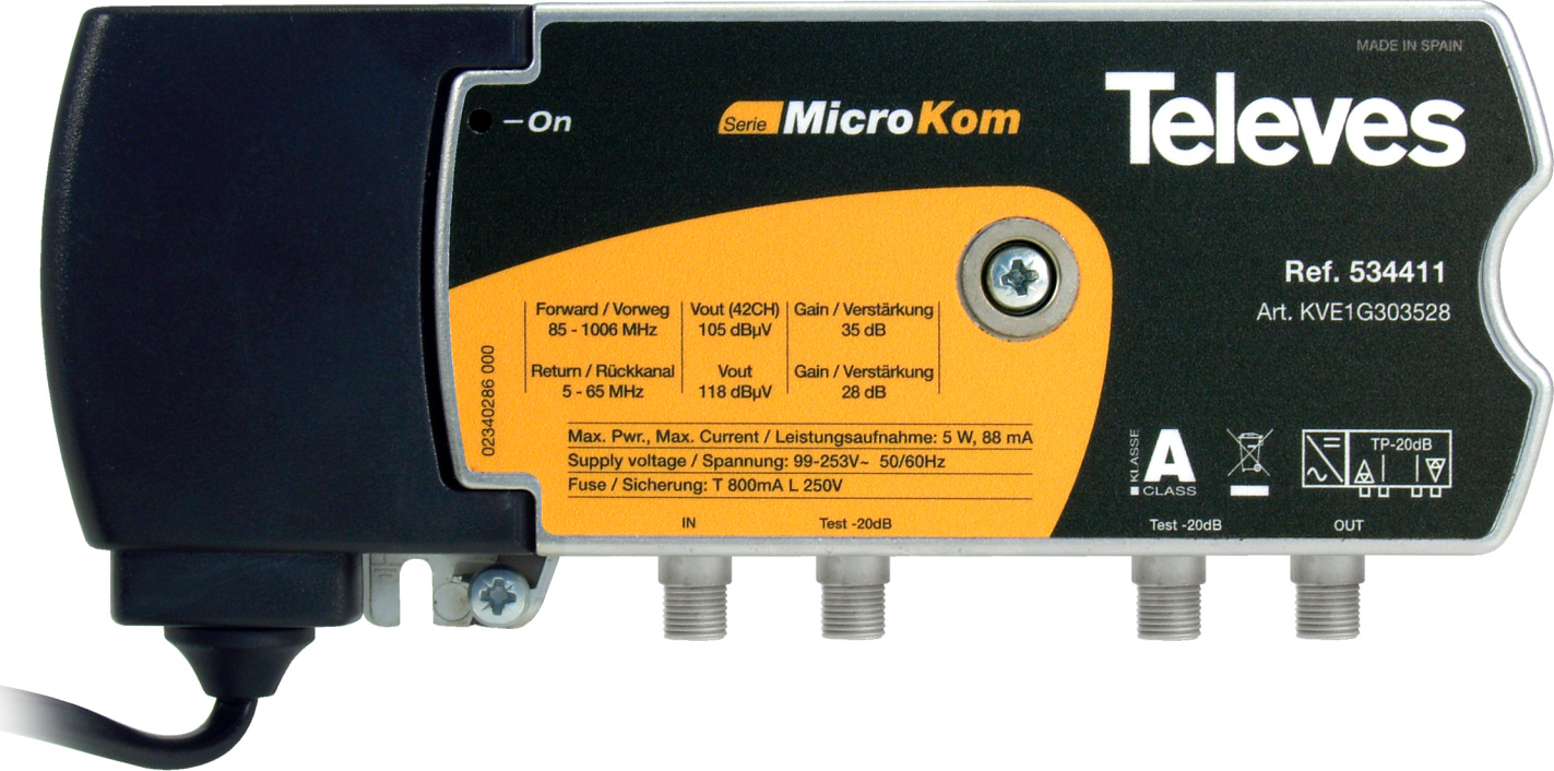 Televes Microkom Line Multiband Amplifier 28dB/35dB Ενισχυτής Γραμμής ...