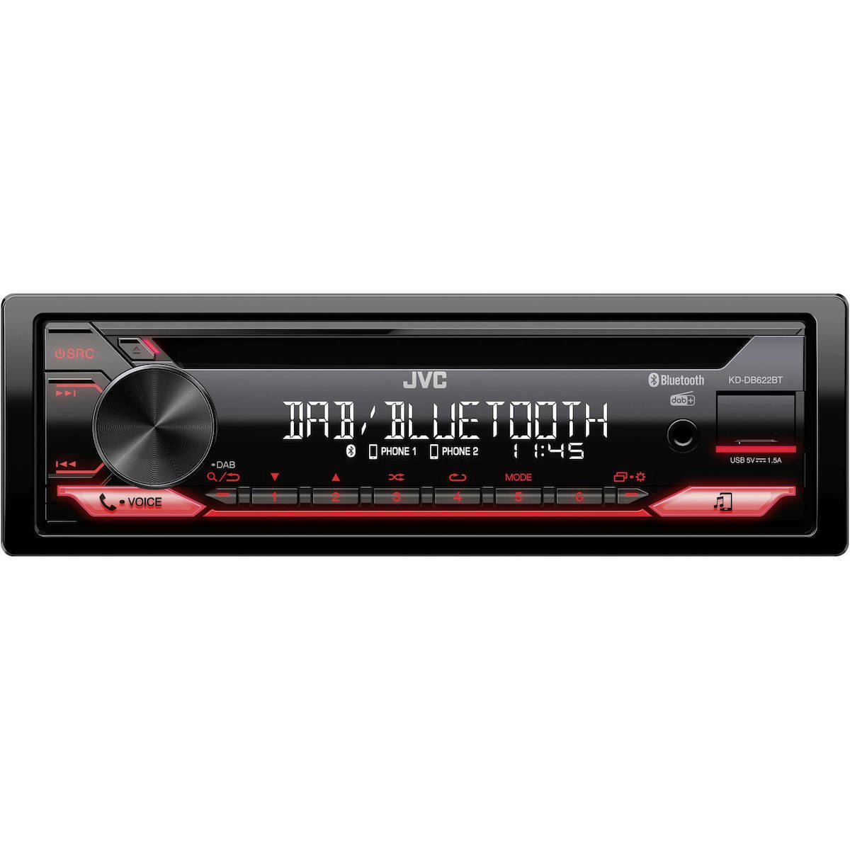 JVC KD-DB622BT-ANT Car Audio System Universal 1DIN with Detachable ...