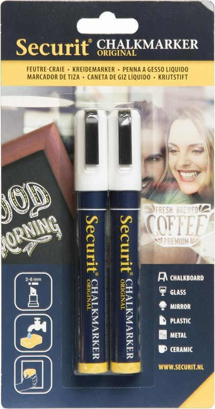 Securit Chalk Marker Σετ Μαρκαδόροι Λευκοί Μαυροπίνακα Υγρής Κιμωλίας ...
