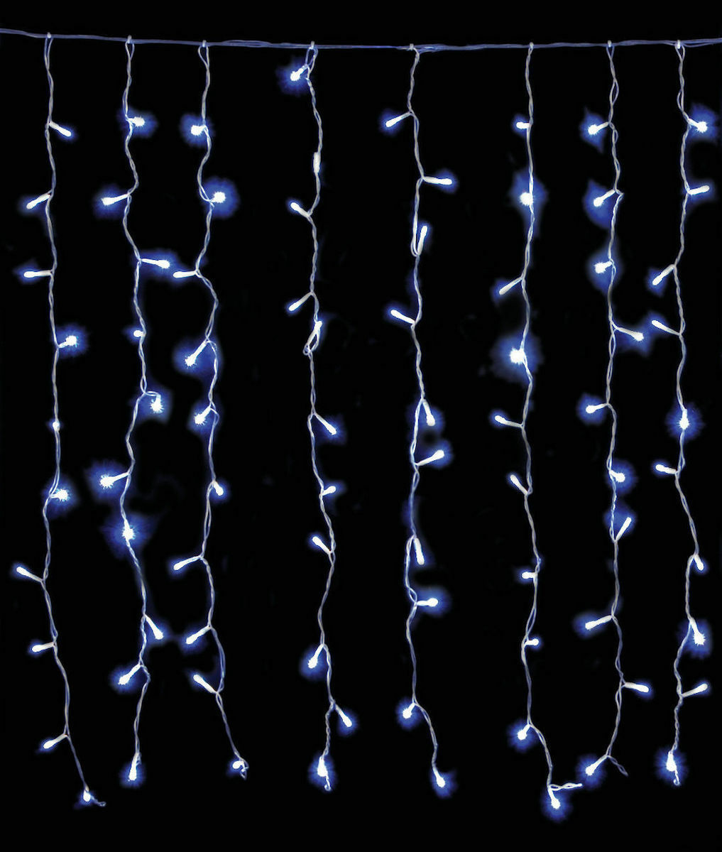 240 Χριστουγεννιάτικα Λαμπάκια LED Μπλε 2μ x 100εκ τύπου Κουρτίνα με ...