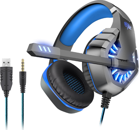 Ovleng GT82 Over Ear Gaming Headset με σύνδεση 3.5mm / USB Blue/Black ...
