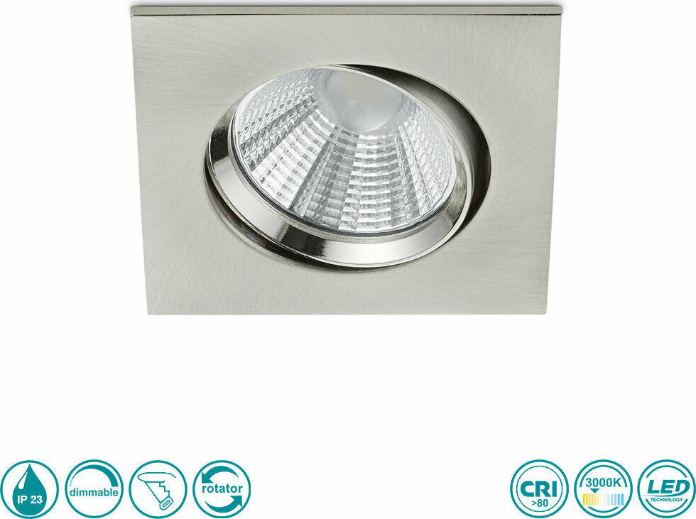 Trio Lighting Pamir Τετράγωνο Μεταλλικό Χωνευτό Σποτ με Ενσωματωμένο ...