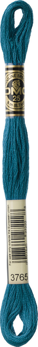 DMC Κλωστή Κεντήματος Μουλινέ 117 Βαμβακερή 3765 Peacock Blue Very Dark ...
