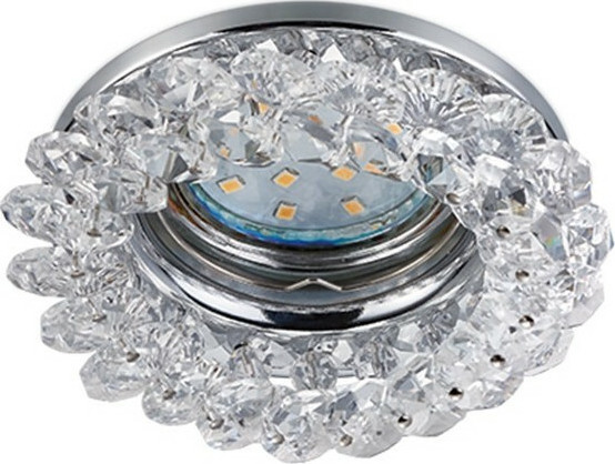 Trio Lighting Στρογγυλό Κρυστάλλινο Χωνευτό Σποτ με Ντουί GU10 σε Ασημί ...