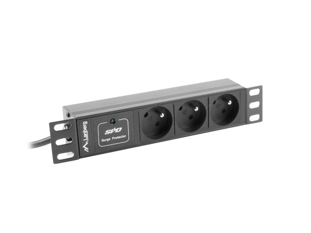 Lanberg 10" Rack Power Strip (1U, 16A, 3X 230V PL) Μαύρο | Skroutz.gr