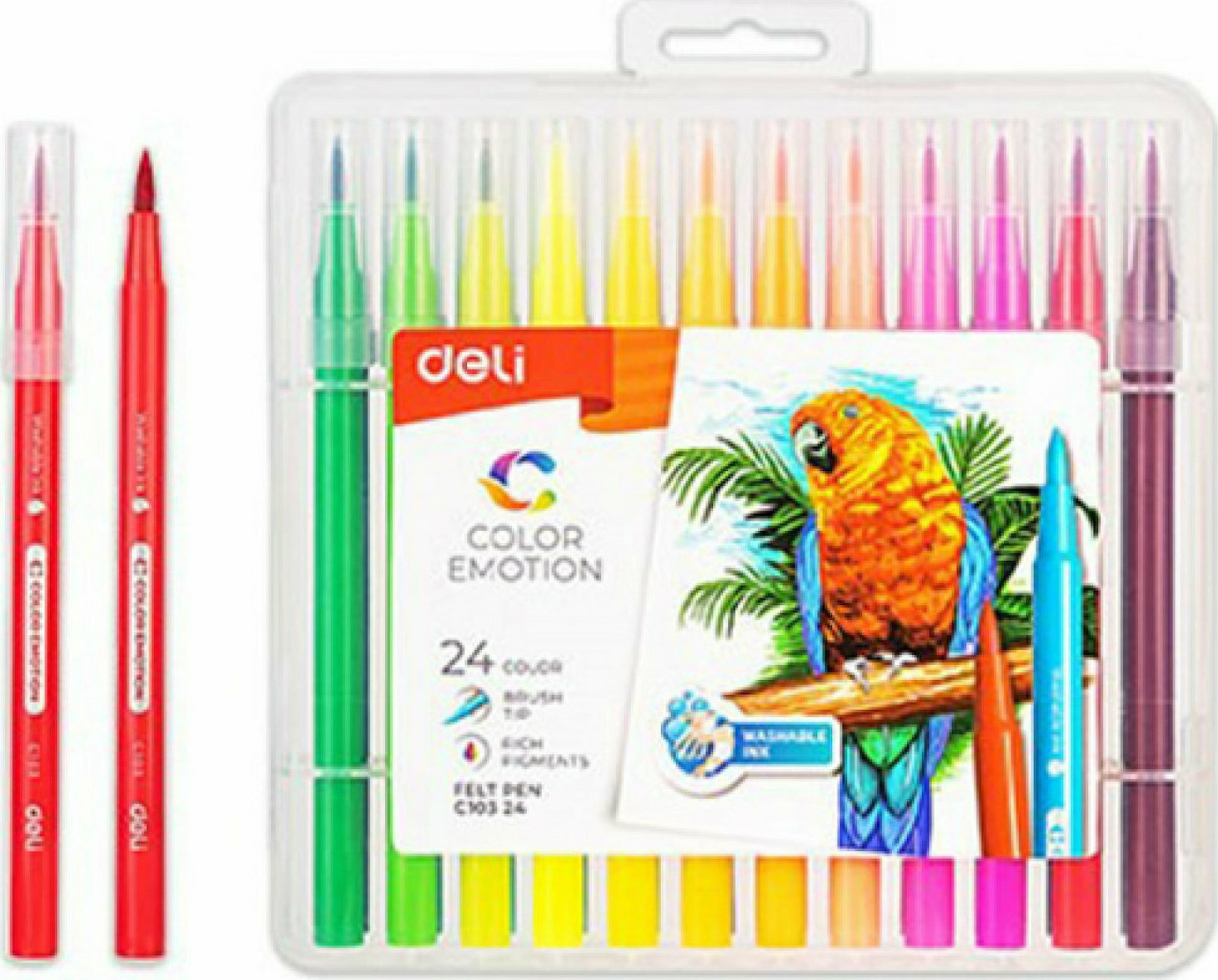 Deli Color Emotion Πλενόμενοι Μαρκαδόροι Ζωγραφικής με Διπλή Μύτη σε 24 ...