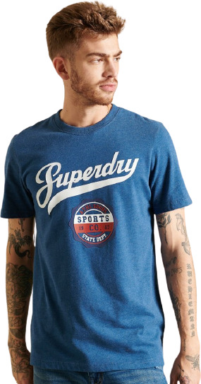 Superdry Script Style Ανδρικό T-shirt Μπλε με Λογότυπο M1011148A-BIF ...