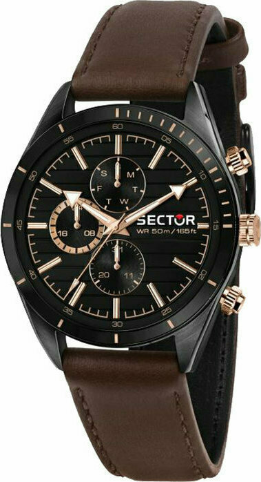 Sector 770 Ρολόι Χρονογράφος Μπαταρίας με Δερμάτινο Λουράκι σε Καφέ ...