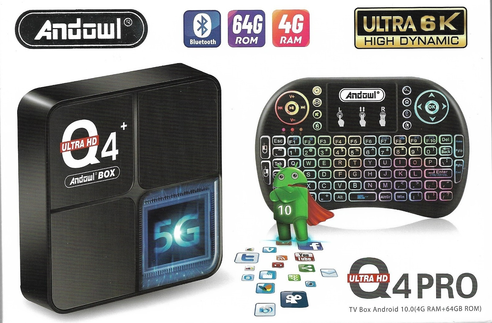 Andowl TV Box Q4 PRO 6K UHD με WiFi USB 2.0 4GB RAM και 64GB ...