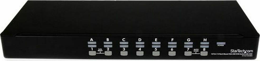 StarTech 16 Port 1U Rackmount USB KVM Switch Kit with OSD and Cables ...