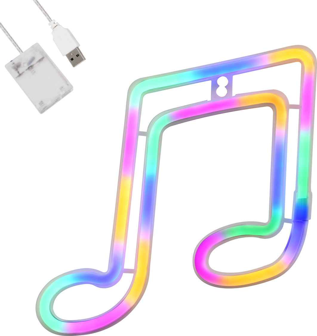 GloboStar Music Note Διακοσμητικό Φωτιστικό με Φωτισμό RGB Φιγούρα Neon ...