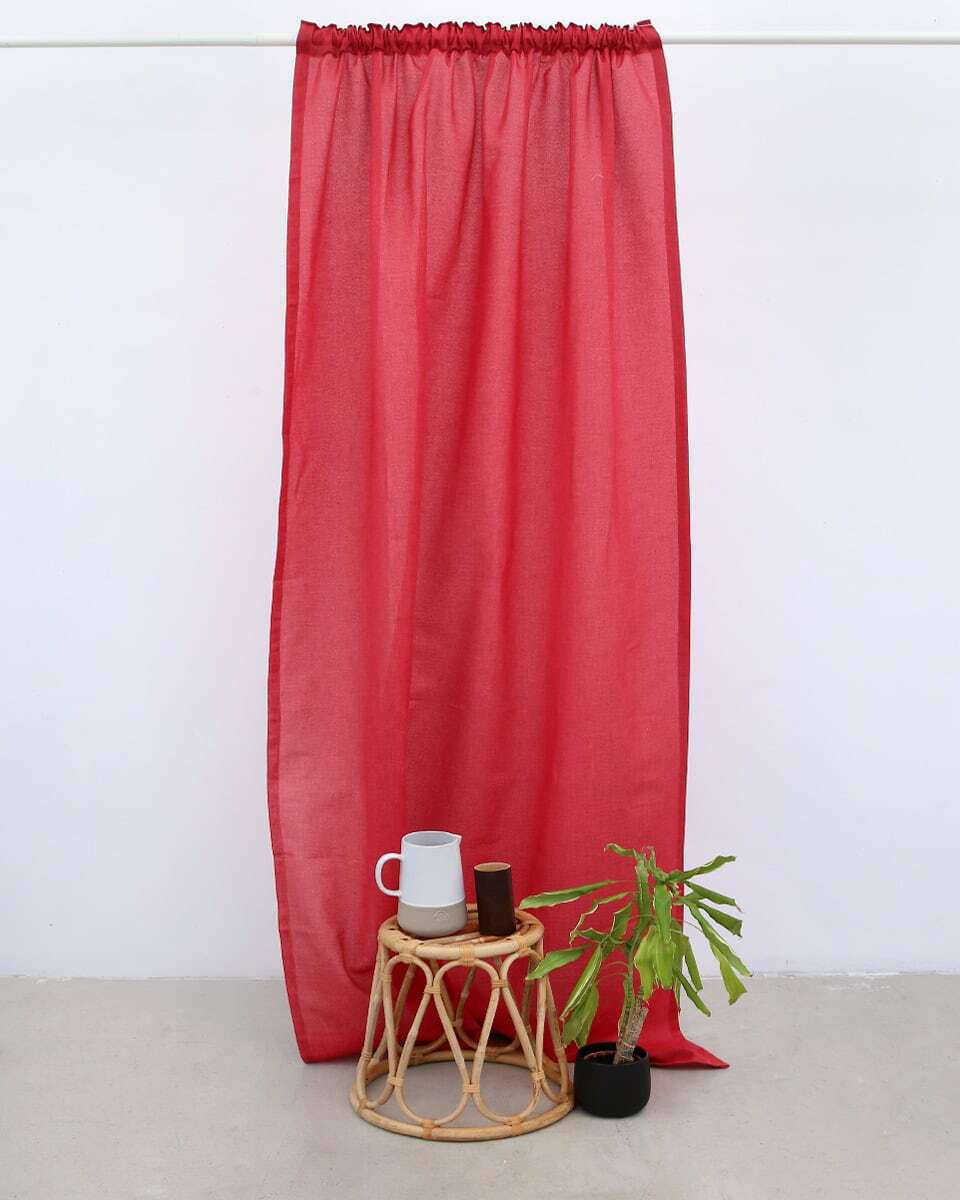 Pennie Κουρτίνα με Τούνελ Mary Κόκκινο 131184-45 140x260εκ. | Skroutz.gr