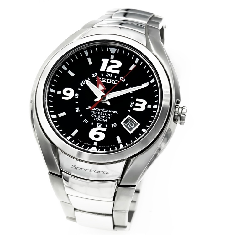 Seiko Sportura Ρολόι Μπαταρίας με Μεταλλικό Μπρασελέ σε Ασημί χρώμα ...