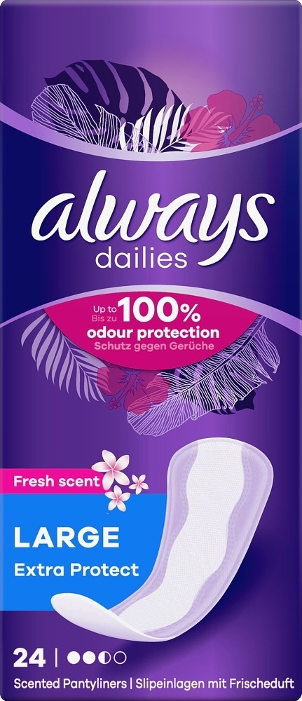 Always Dailies Extra Protect Large Fresh Scent Σερβιετάκια για Κανονική ...