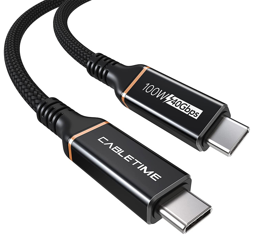 Cabletime CT-USB4 Braided USB 2.0 Cable USB-C male - USB-C male Μαύρο ...