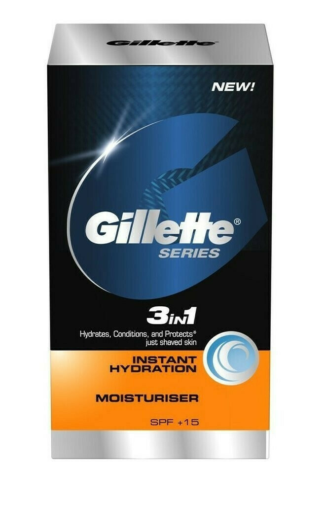 Gillette 3-in-1 Instant Hydration Moisturiser For Men SPF15 50ml ...