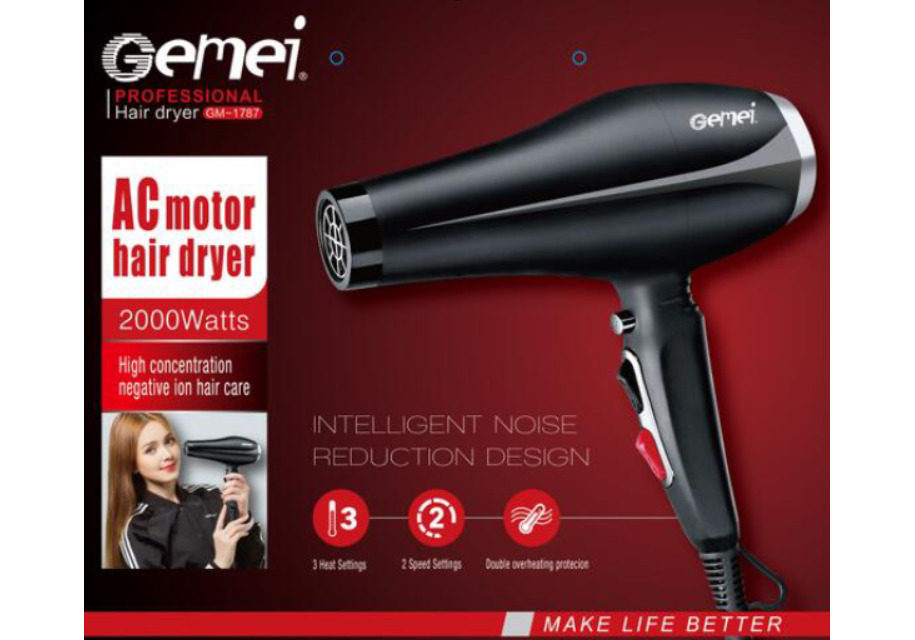 Gemei Ionic Επαγγελματικό Πιστολάκι Μαλλιών 2000W GM-1787 | Skroutz.gr